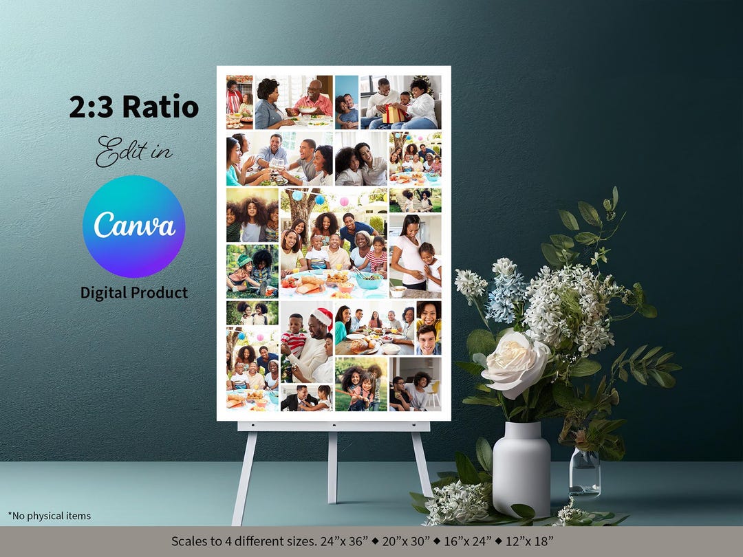 Event Collage Sign Template - 20 Pictures Varying Sizes_000005 - Etsy
