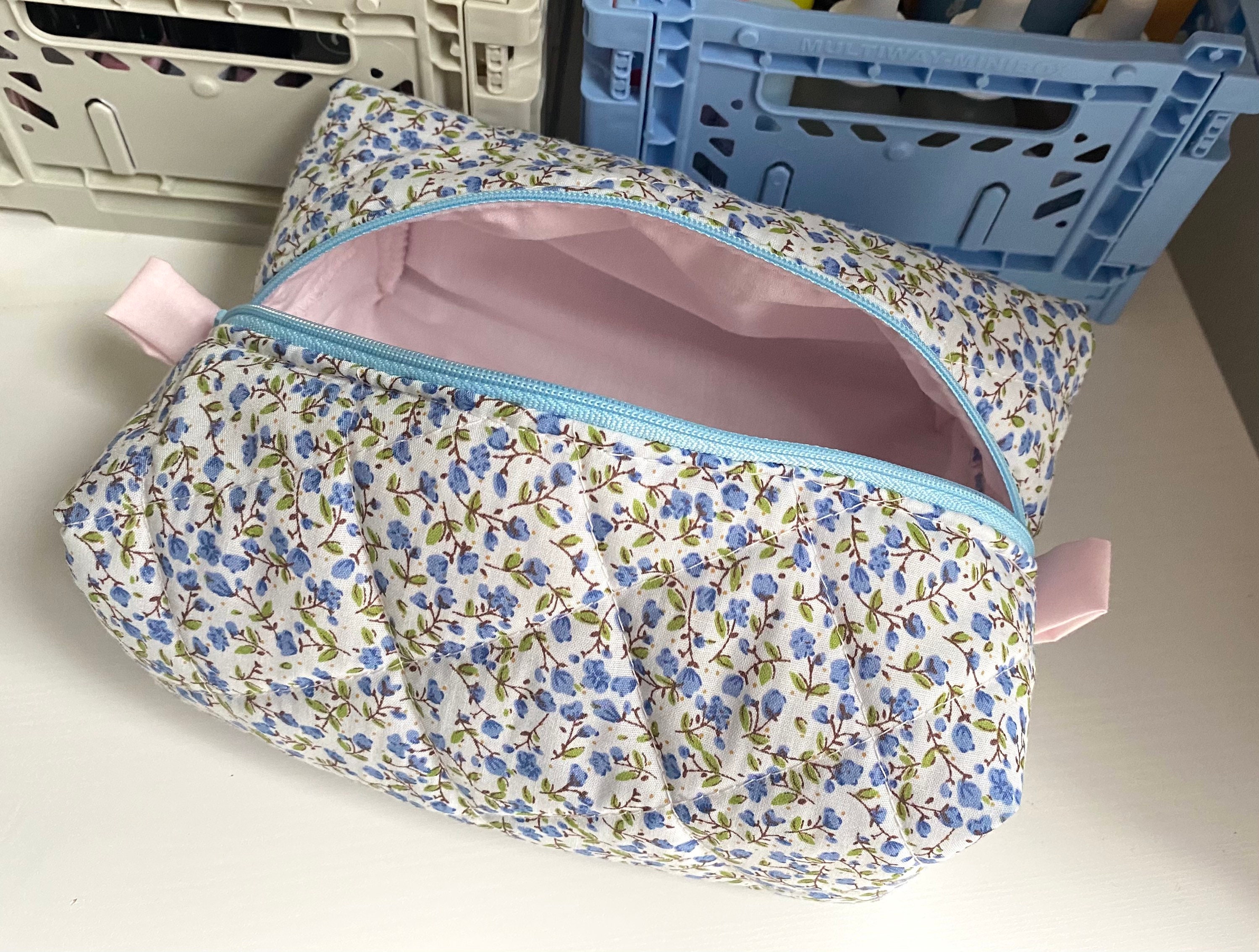 Floral Make Up Bag Quilted Cosmetics Bag Handmade In The Etsy