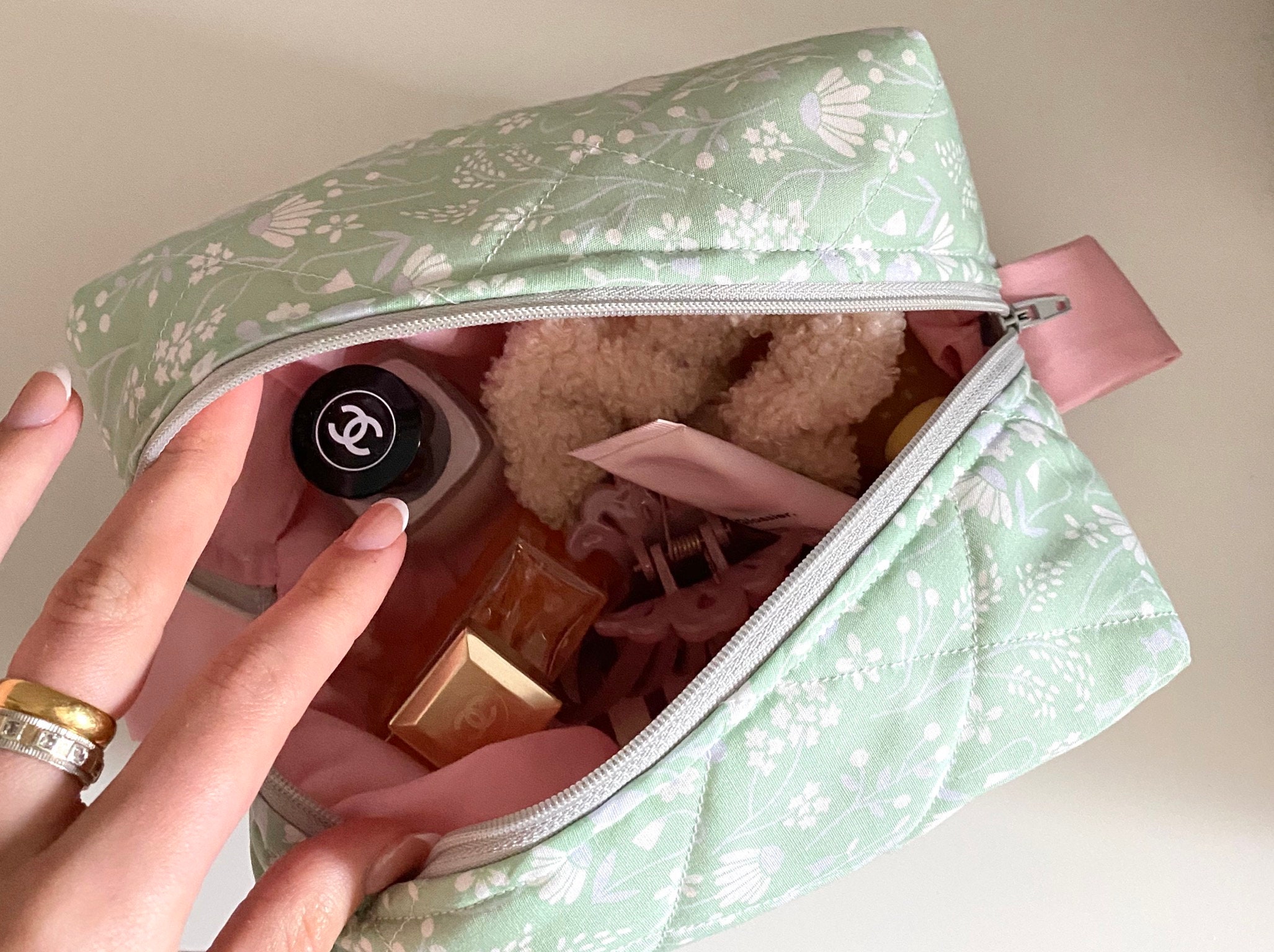 Ditsy Floral Make Up Bag Quilted Cosmetics Bag Handmade In Etsy