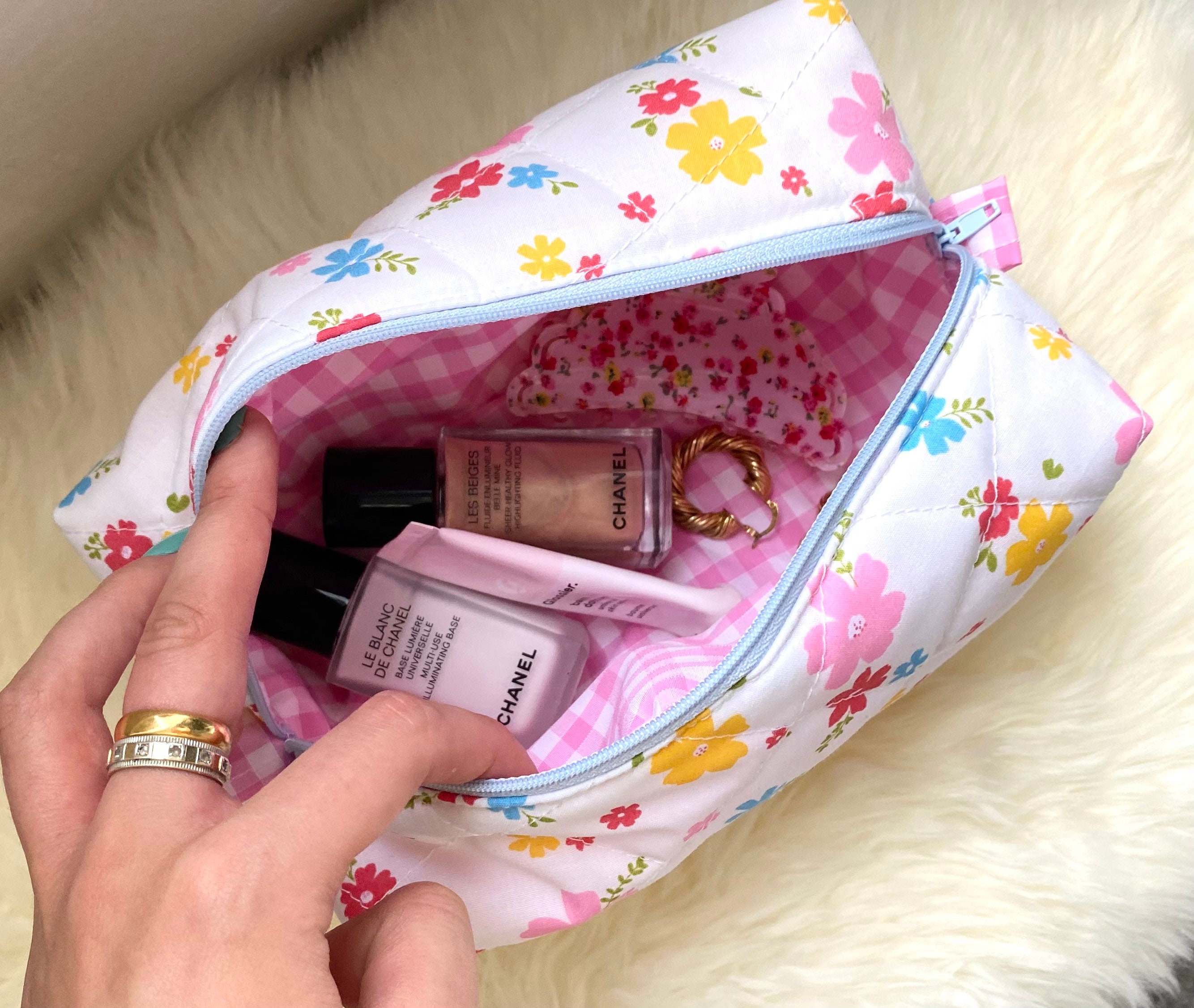 Floral Make Up Bag Quilted Cosmetics Bag Handmade In The Uk Etsy