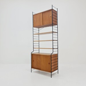 Free Standing String Shelf System, Bookcase With Cabinet Teak by WHB ...