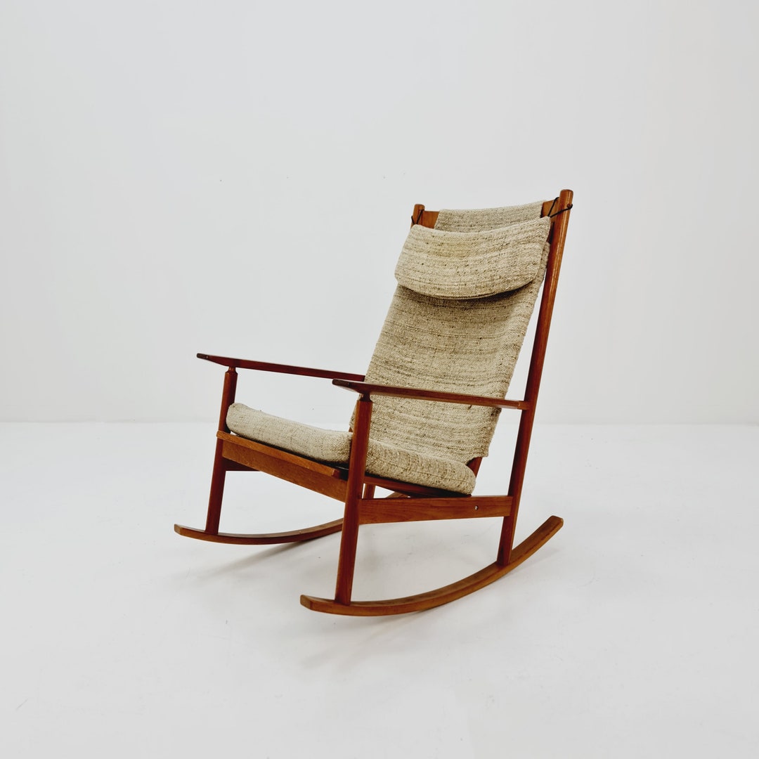 Mid Century Scandinavian Solid Teak Rocking Chair by Hans Olsen for ...