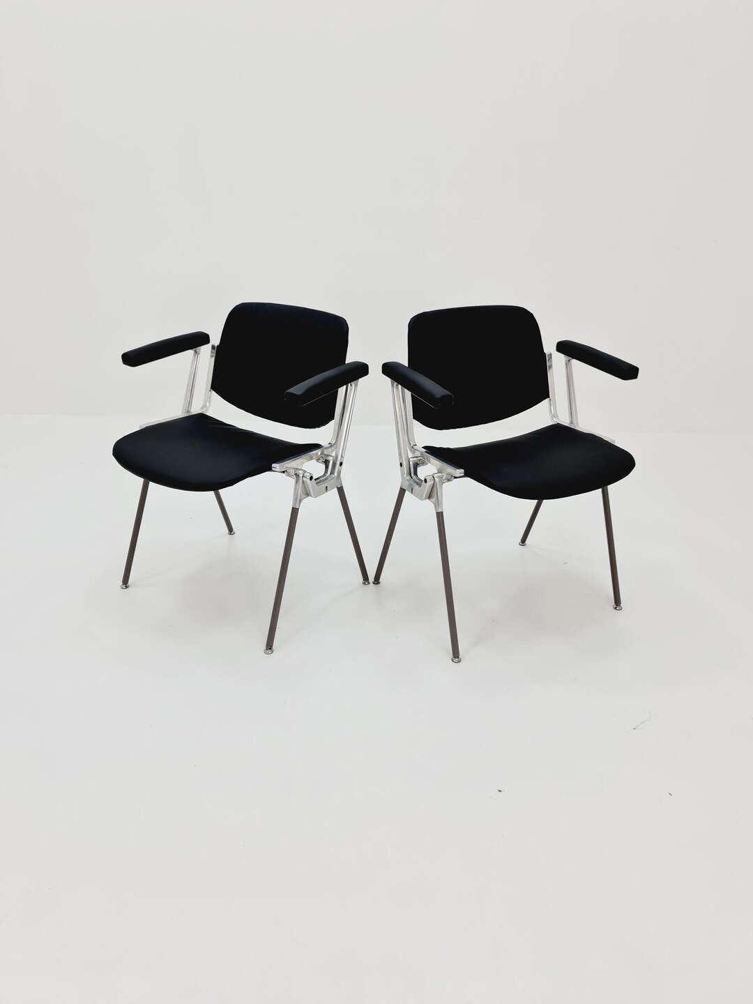 1 / 2 Italian Black Leatherite Castelli Arm Chairs by Giancarlo Piretti ...