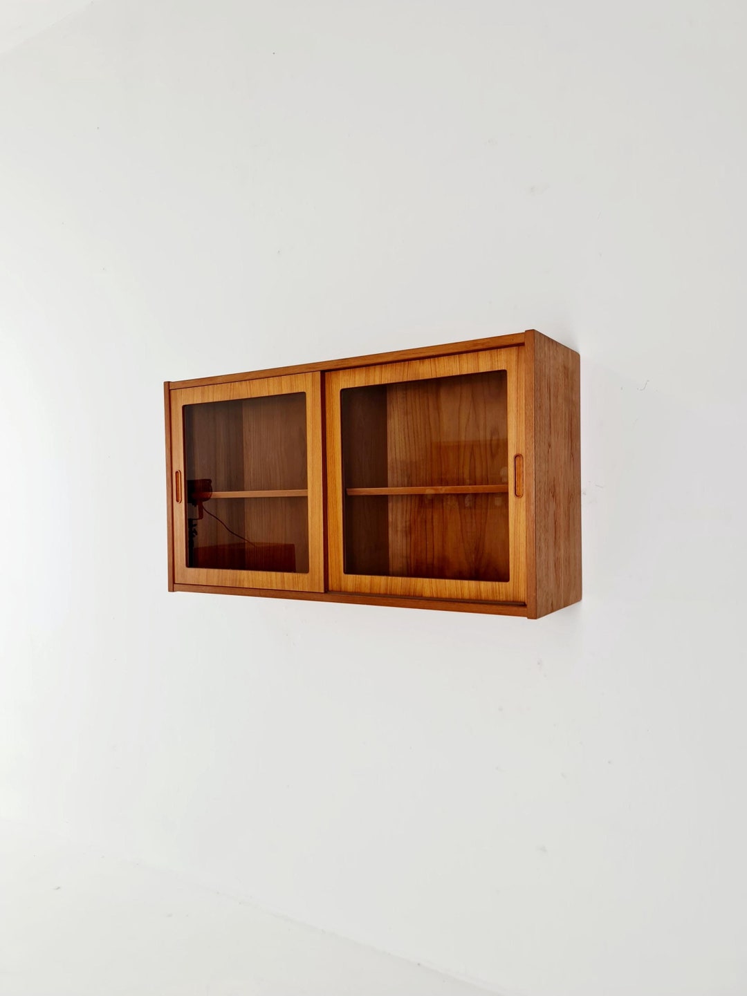 Mid Century Danish Teak Hanging Showcase Cabinet, Sideboard by Hundevad ...