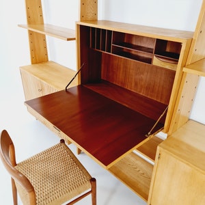 Mid-century German Freestanding Vintage Library Bookcase Shelf, 3-parts ...