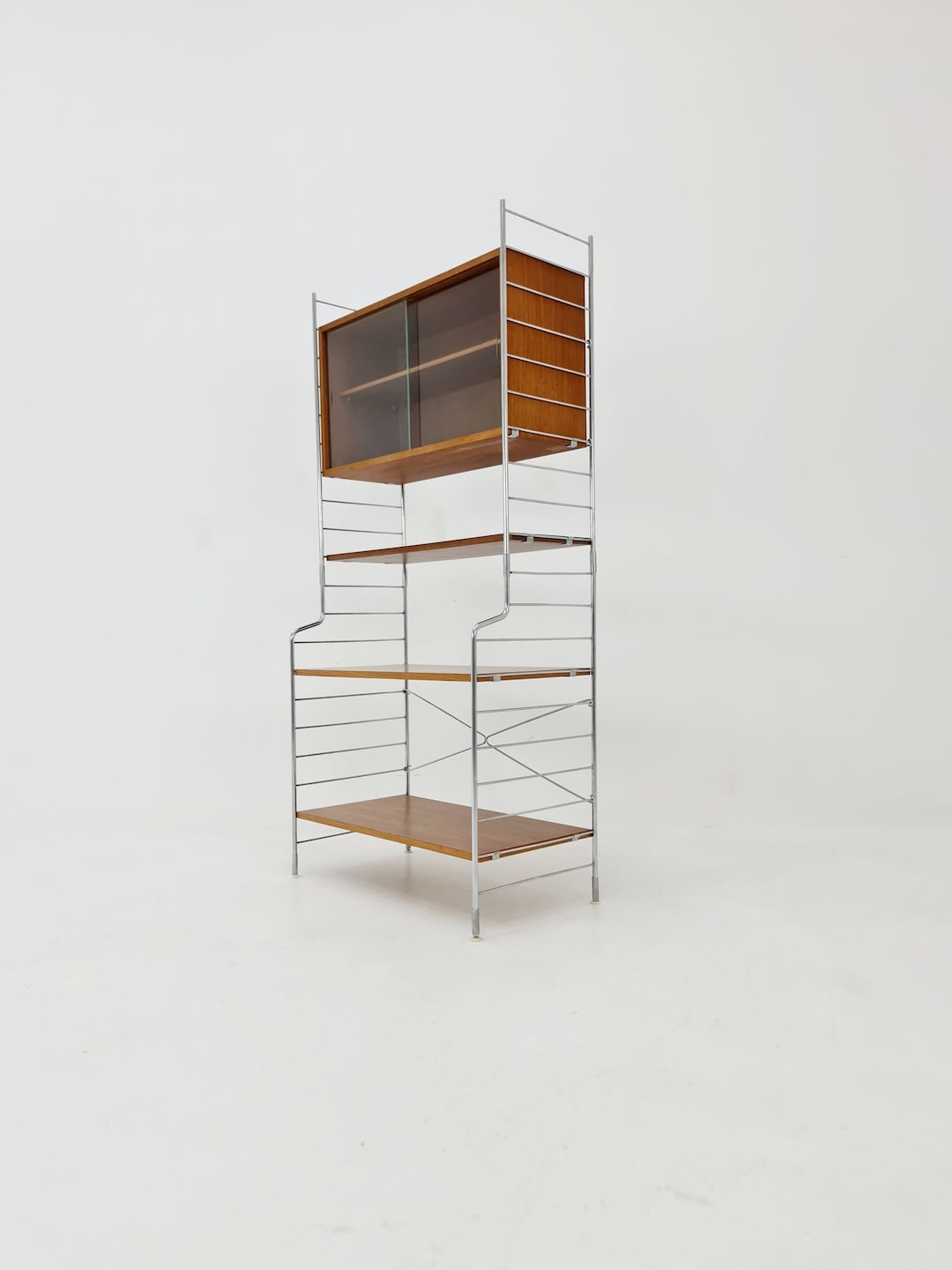 Free Standing String Shelf System, Bookcase With Cabinet Teak by WHB ...