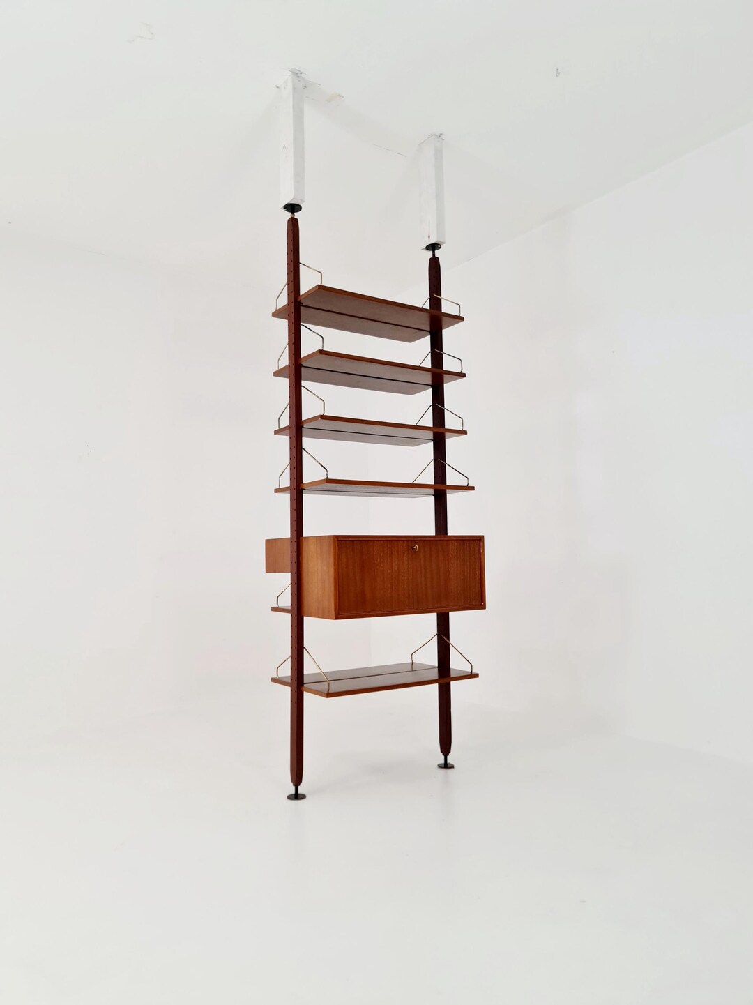 Two Sides Midcentury Danish Teak Free Standing Room Divider Shelving ...