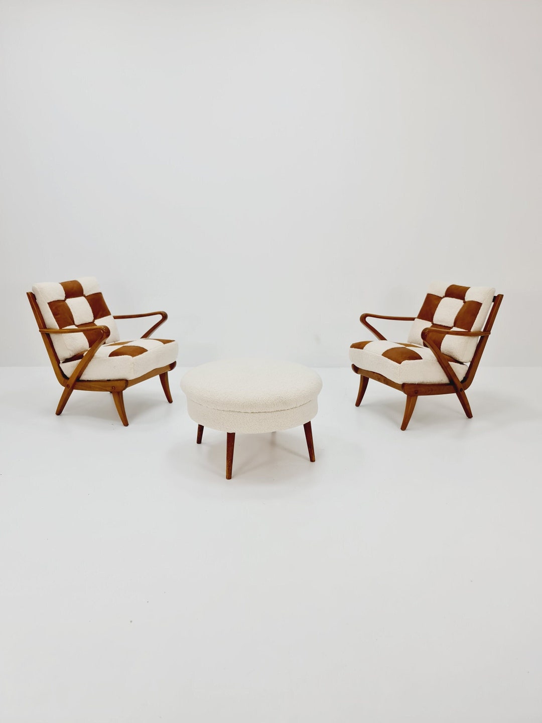 Rare Midcentury German Set of Club Lounge Chairs With Ottoman, 1950s - Etsy