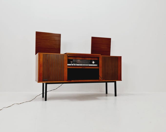 Mid Century Modern Scandinavian Teak Sidboard Record Player Dual 1210 ...