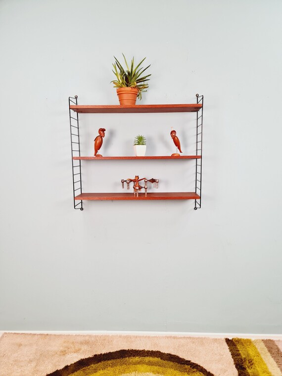 MCM Teak Shelving System Consists of Black Lacquered Metal - Etsy