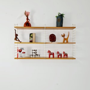 Original MCM Ash Shelving System - Consists of Black Lacquered Metal ...