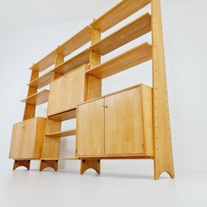 Mid-century German Freestanding Vintage Library Bookcase Shelf, 3-parts ...