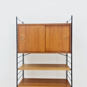 Free Standing String Shelf System, Bookcase With Cabinet Teak by WHB ...