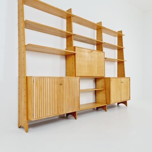 Mid-century German Freestanding Vintage Library Bookcase Shelf, 3-parts ...