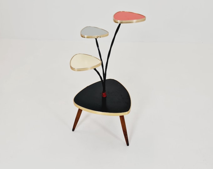 Big 1950s German Plant Stand, Colorful Vintage Mid-century Minimalist ...