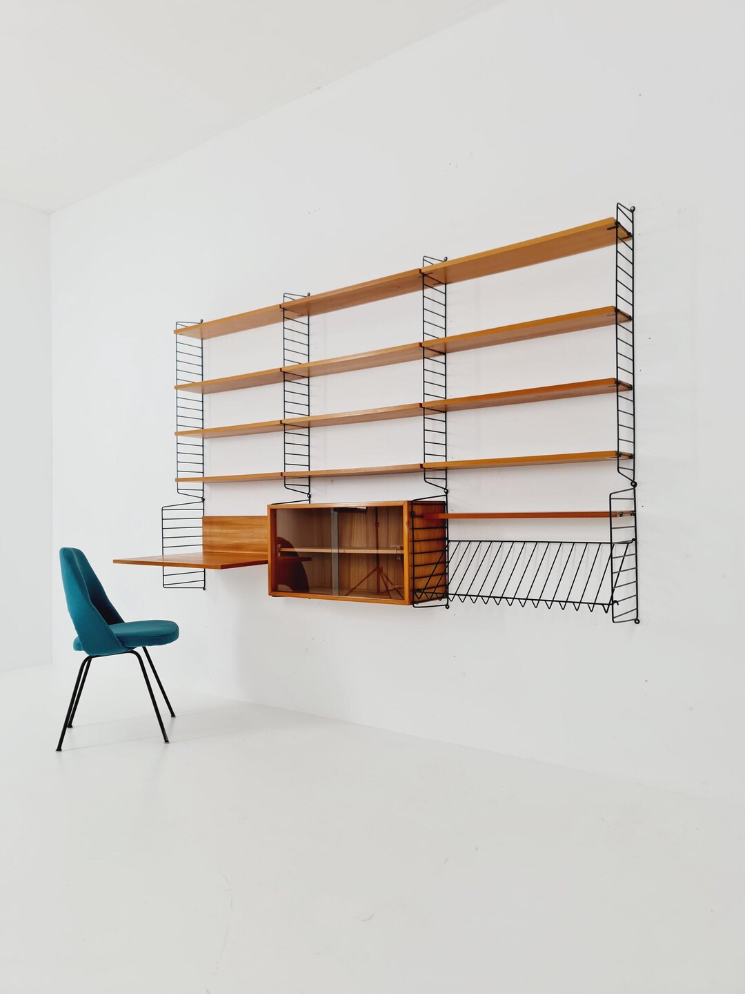 Wall-mounted Original Swedish String Shelf System, Drawers, Bookcase ...