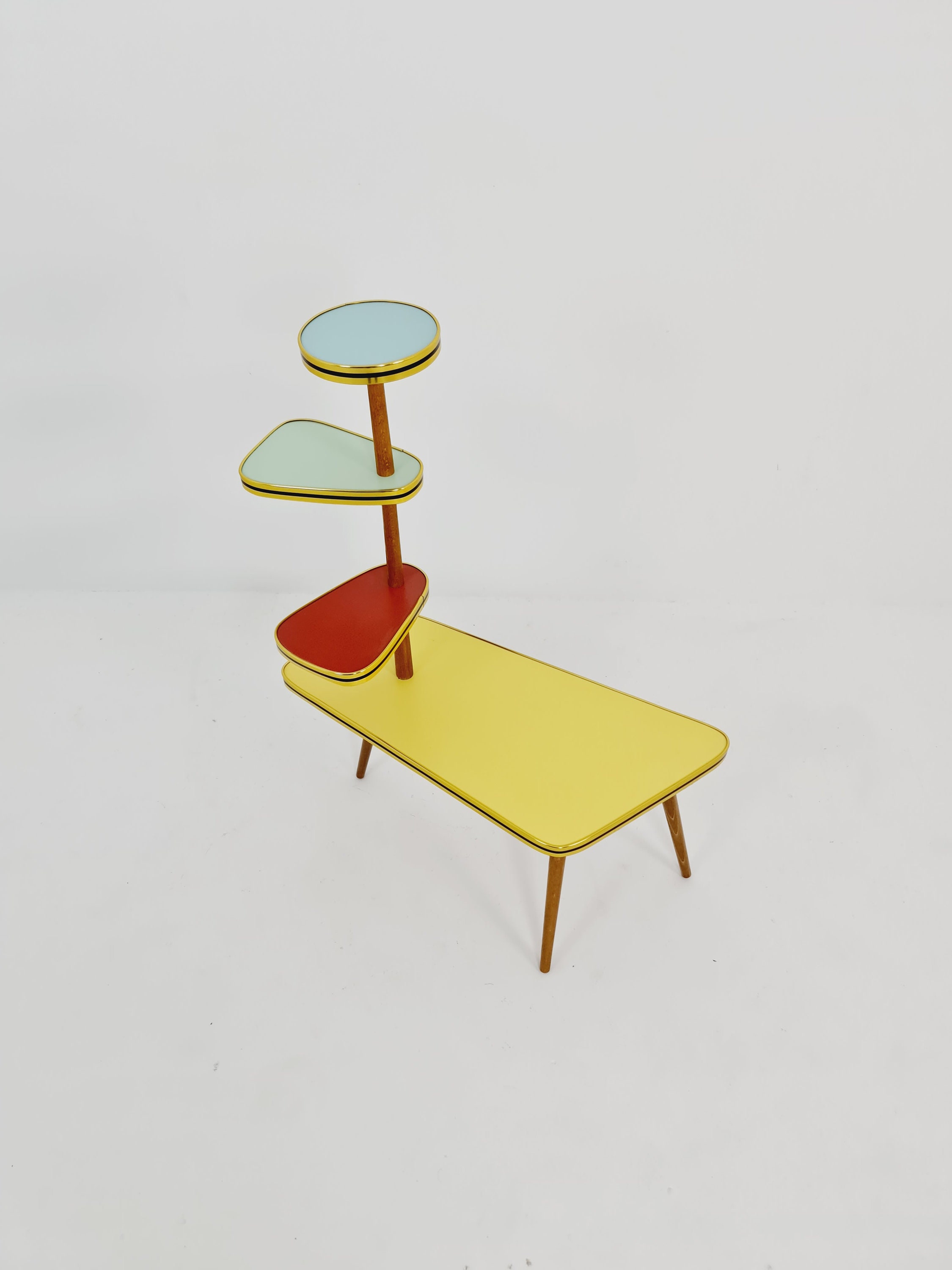 1950s German Plant Stand, Colorful Vintage Mid-century Minimalist ...