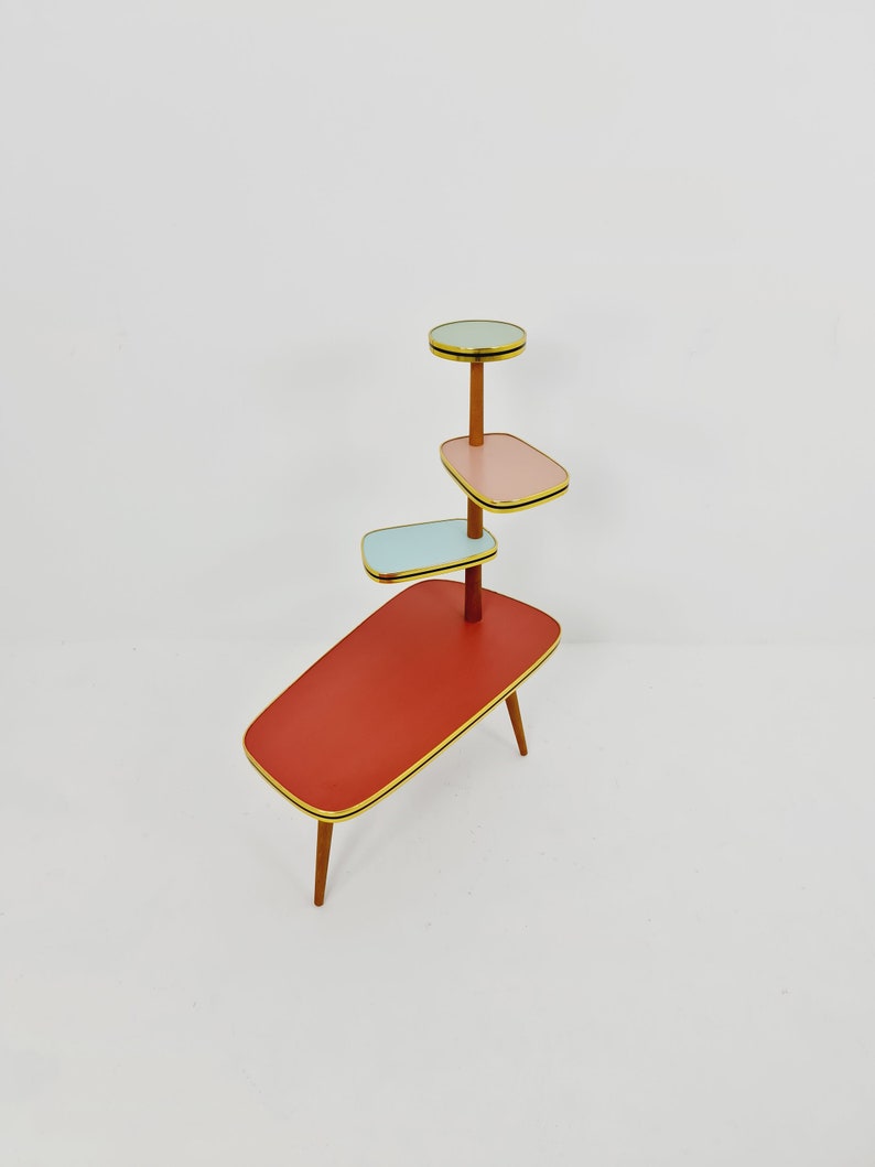 1950s German Plant Stand, Colorful Vintage Mid-century Minimalist ...