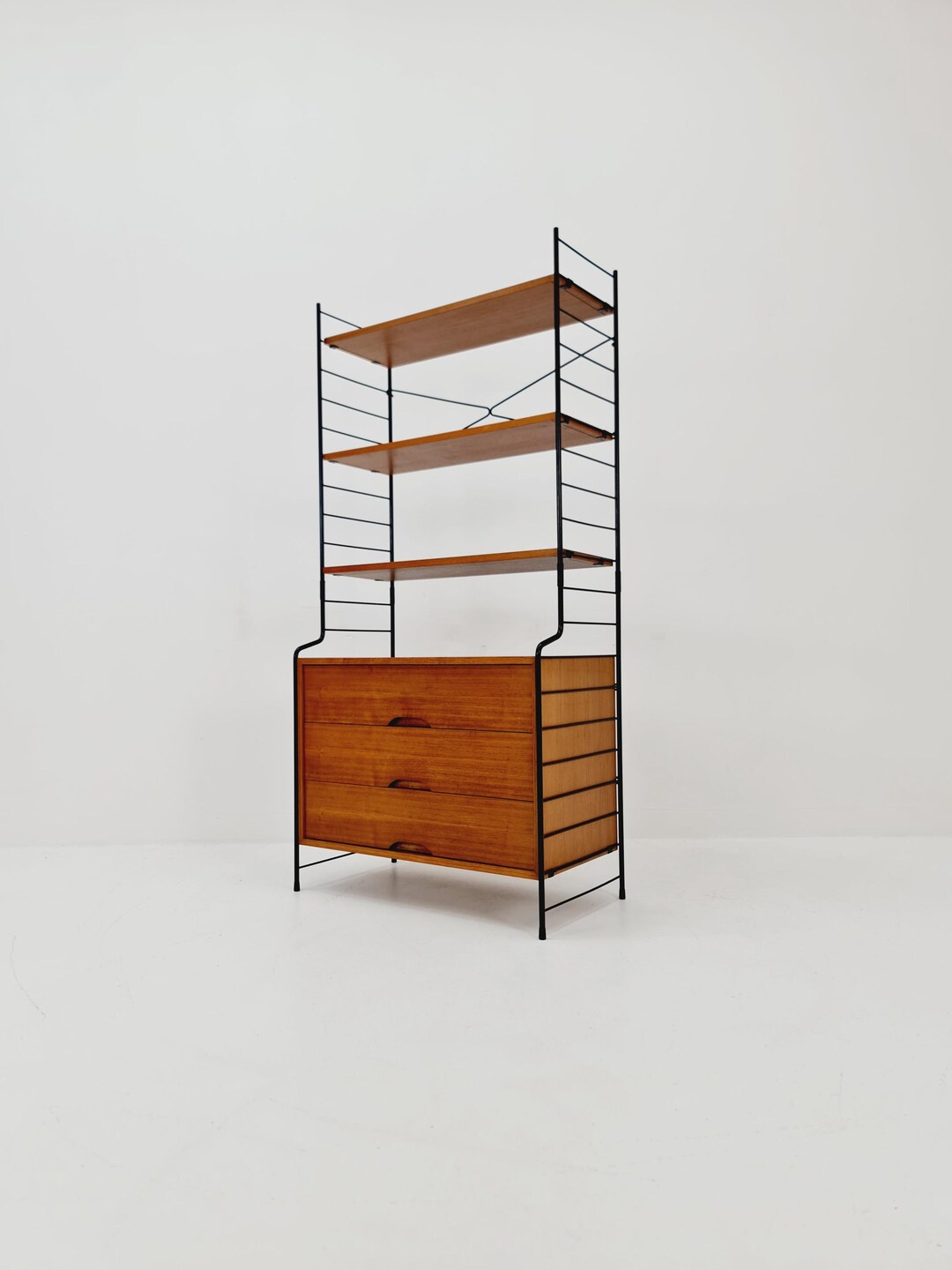 Free Standing String Shelf System, Bookcase With Cabinet Teak by WHB ...