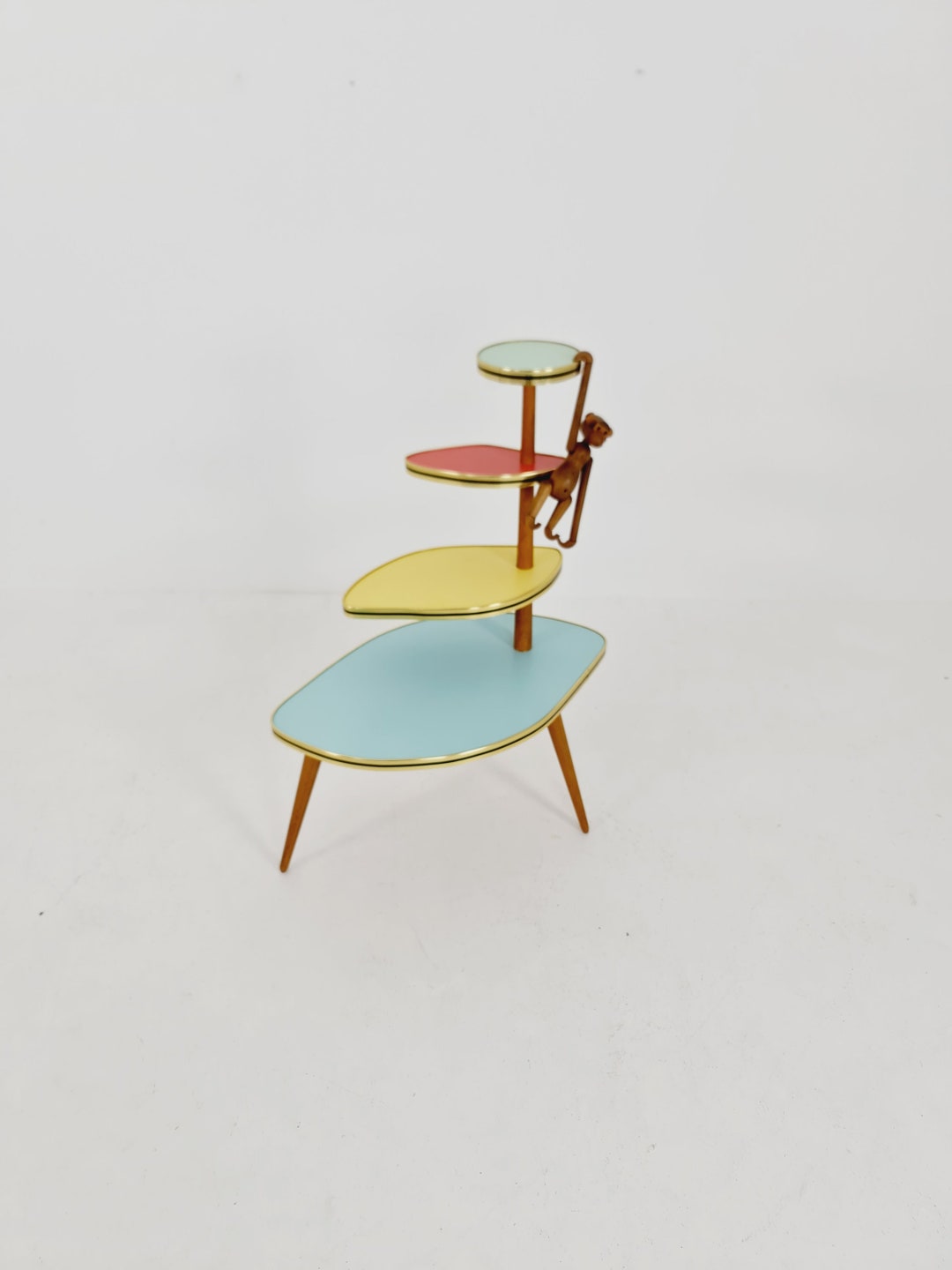 1950s German Plant Stand, Colorful Vintage Mid-century Minimalist ...