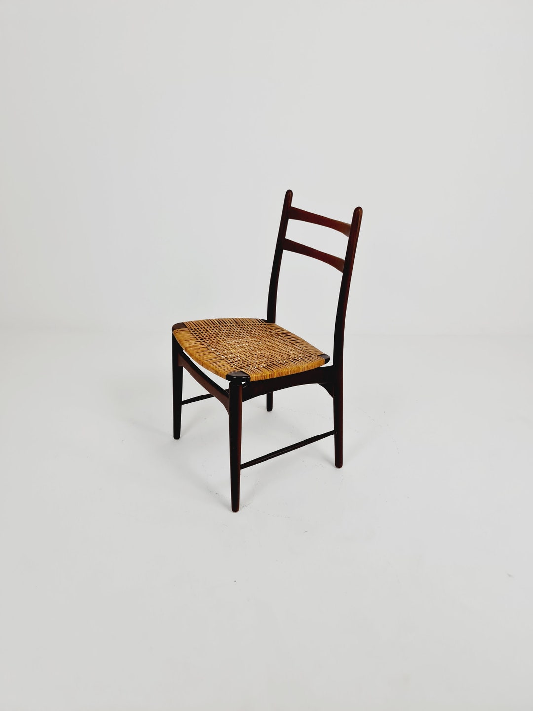 German Teak & Rattan Dining Chair by Georg Leowald for Wilkhan 1960s ...