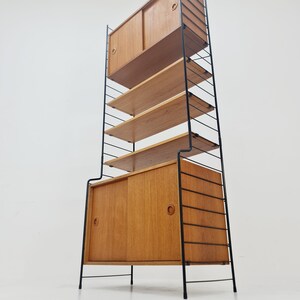 Free Standing String Shelf System, Bookcase With Cabinet Teak by WHB ...