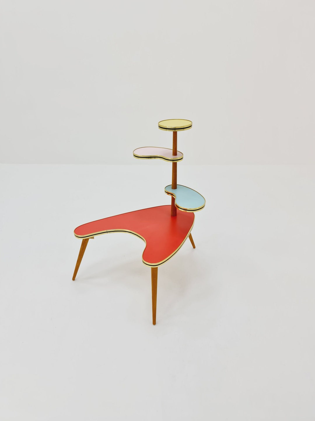 1950s German Plant Stand, Colorful Vintage Mid-century Minimalist ...