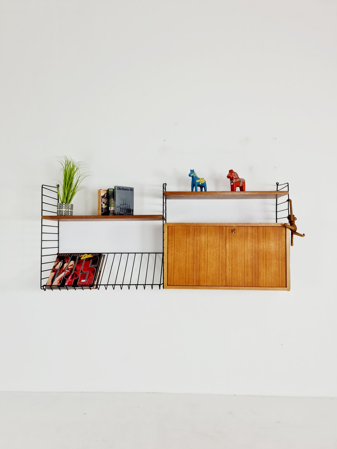 Wall-mounted Original Swedish String Shelf System, Bookcase Cabinet ...