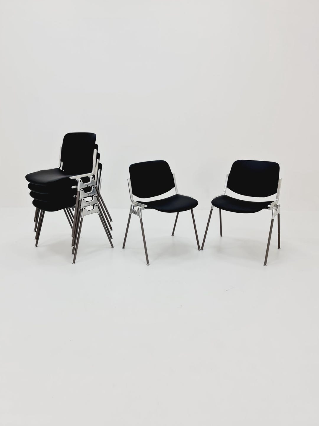 1 / 6 Italian Black Leatherite Castelli Chairs by Giancarlo Piretti ...