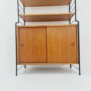 Free Standing String Shelf System, Bookcase With Cabinet Teak by WHB ...