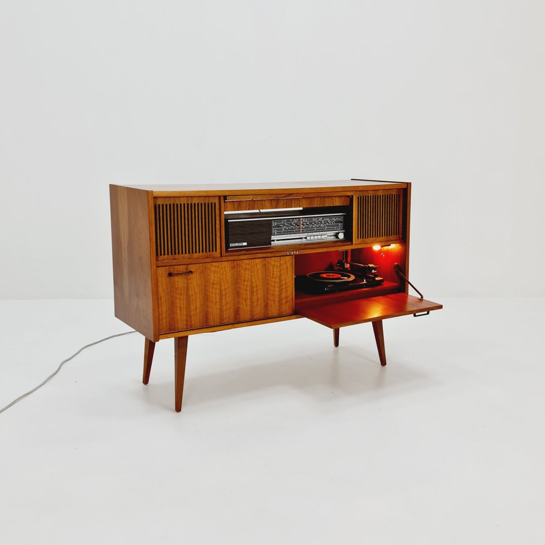 Mid Century Modern Scandinavian Teak Sidboard Record Player, Radio by ...