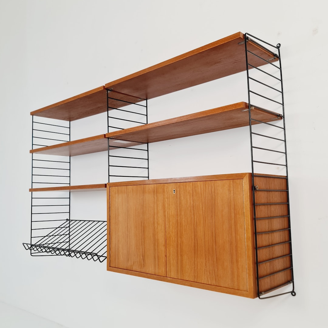 Wall-mounted Original Swedish String Shelf System, Drawers, Bookcase ...