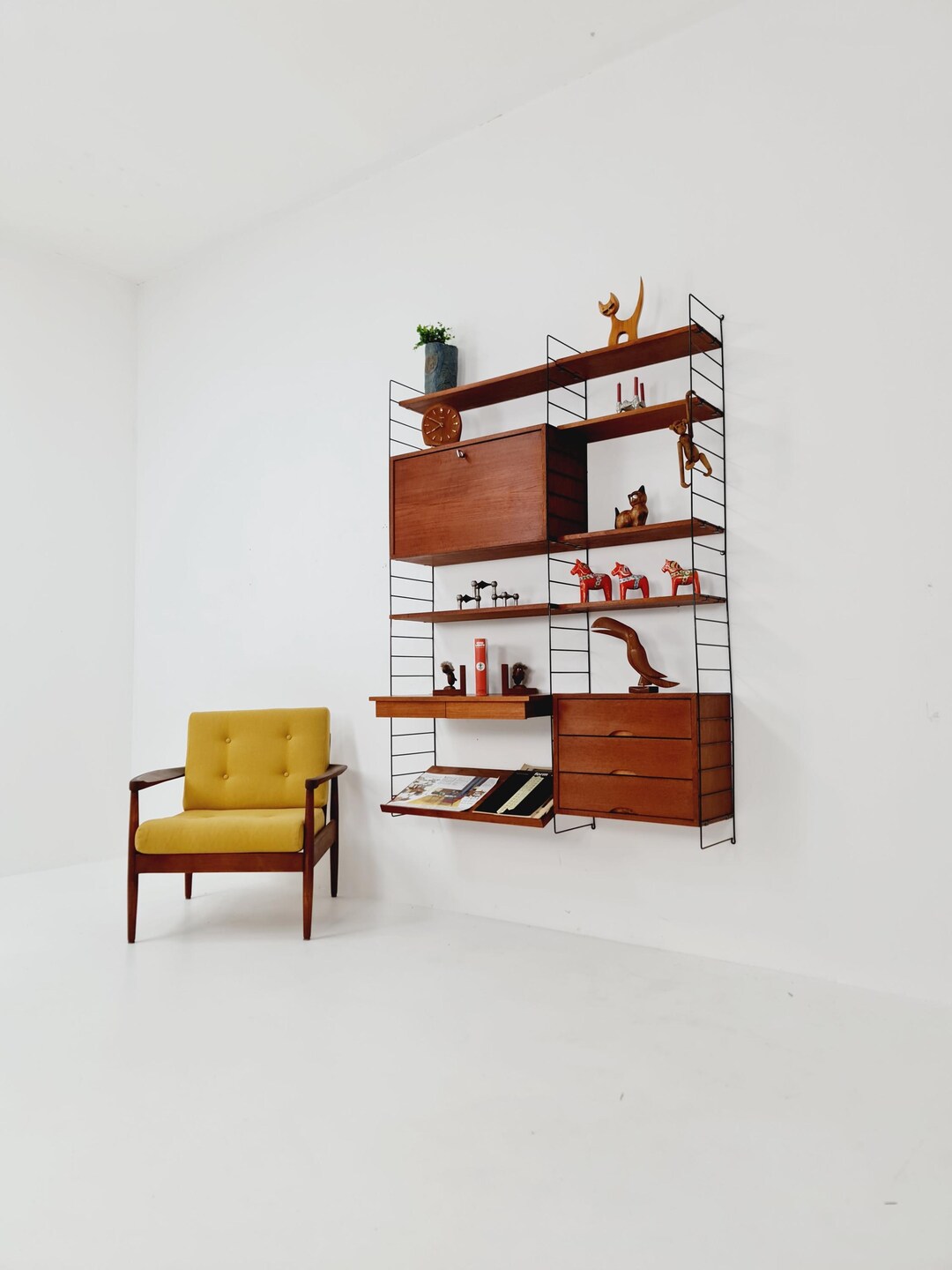 Rare String Shelf System, Bookcase Teak by WHB Germany, 1950s - Etsy