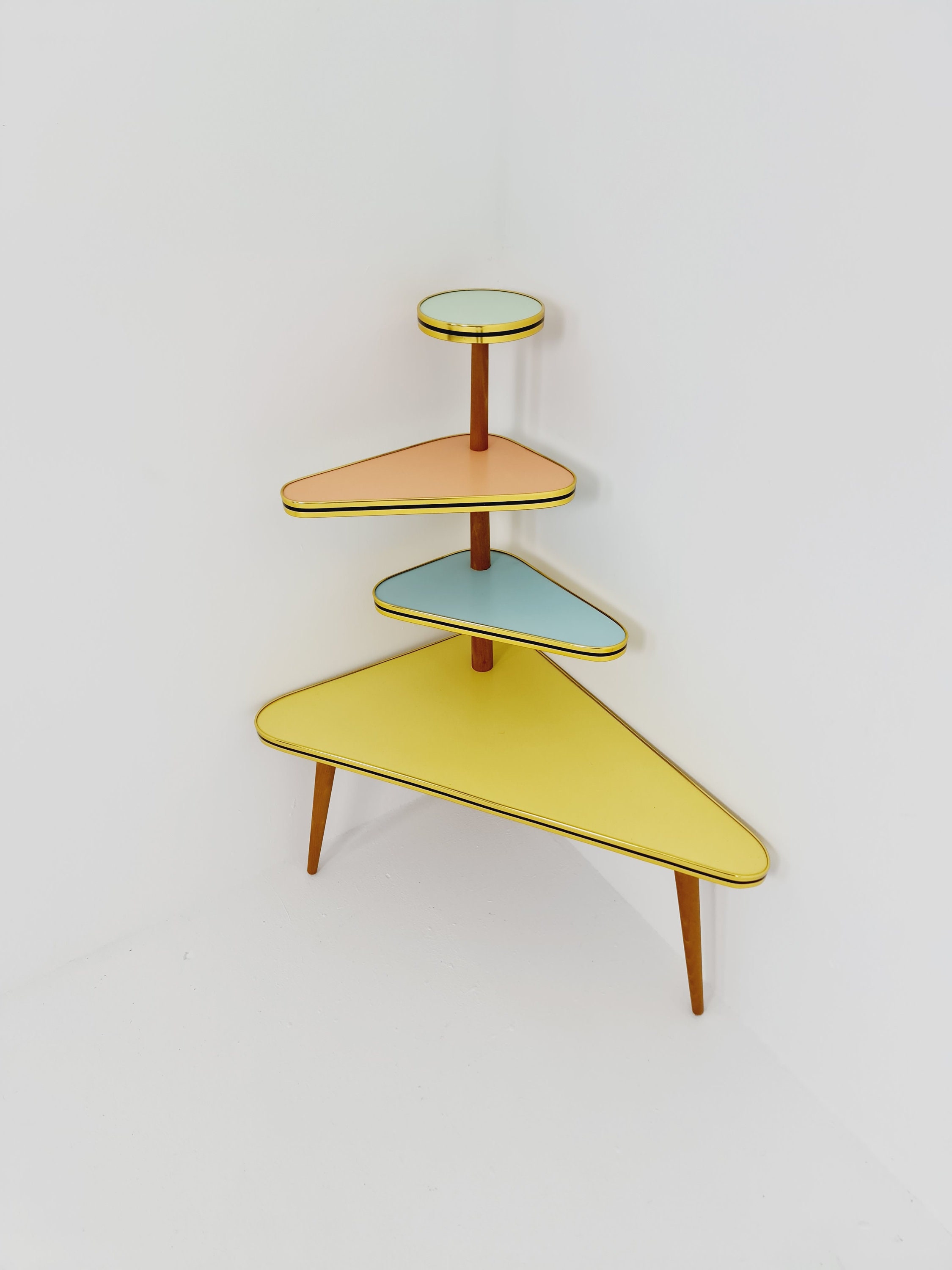 1950s German Plant Stand, Colorful Vintage Mid-century Minimalist ...