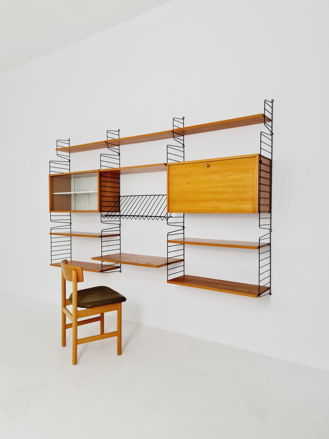 Wall-mounted Original Swedish String Shelf System, Drawers, Bookcase ...