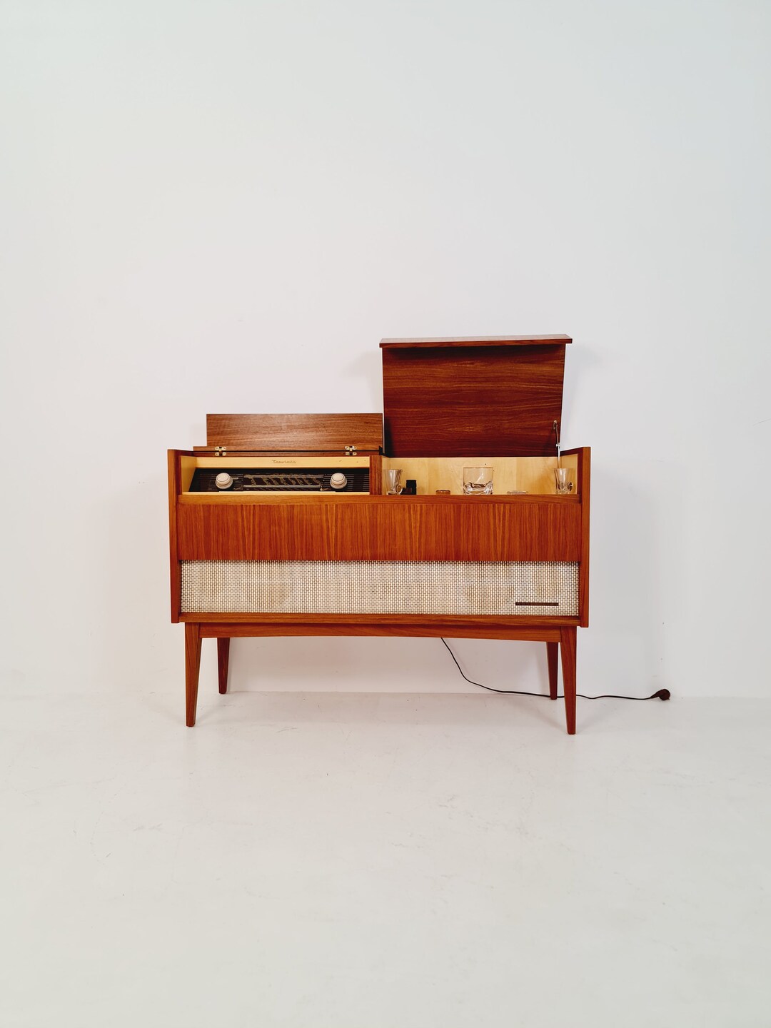 Mid Century Modern German Teak Sideboard/ Radio /bar by - Etsy
