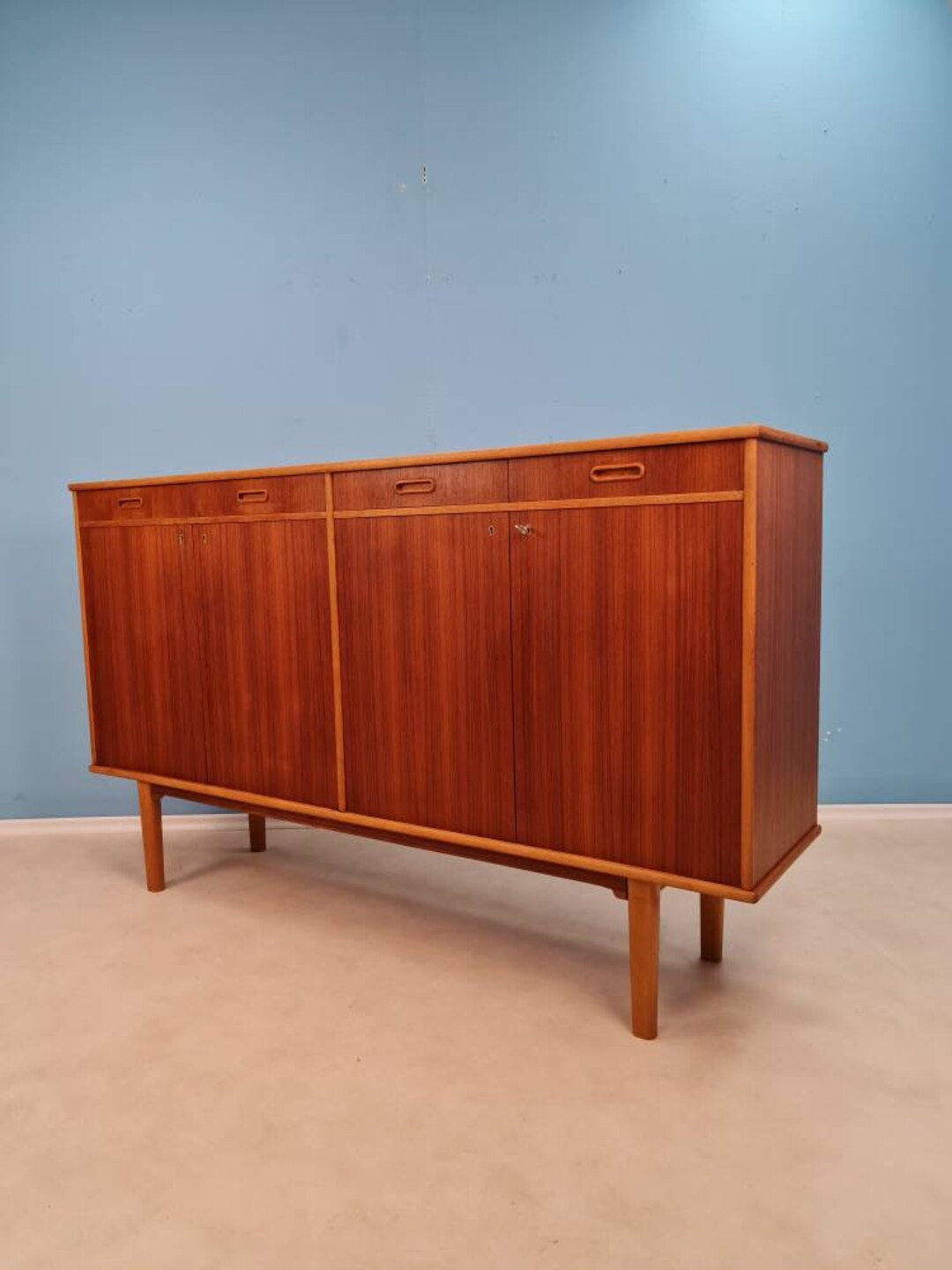 Mid Century Modern Danish Scandinavian Teak Sideboard Highboard by Tage ...