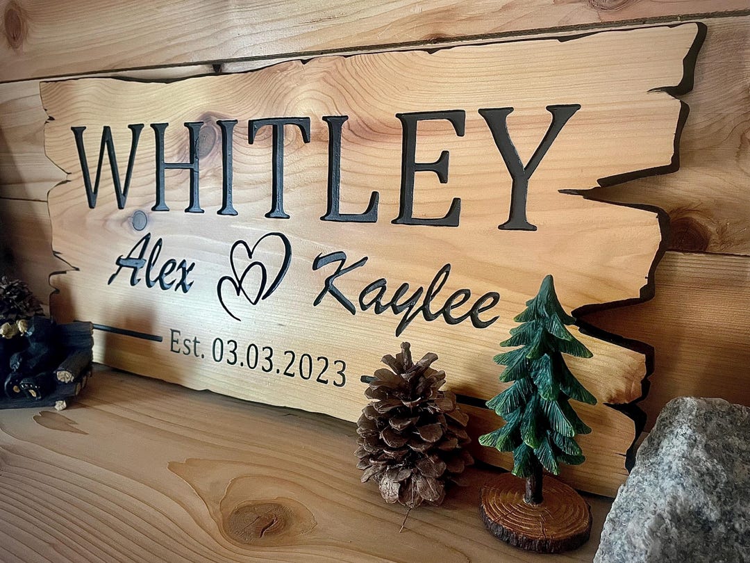 Personalized Wedding Anniversary Sign, Last Name Custom Sign, Carved ...
