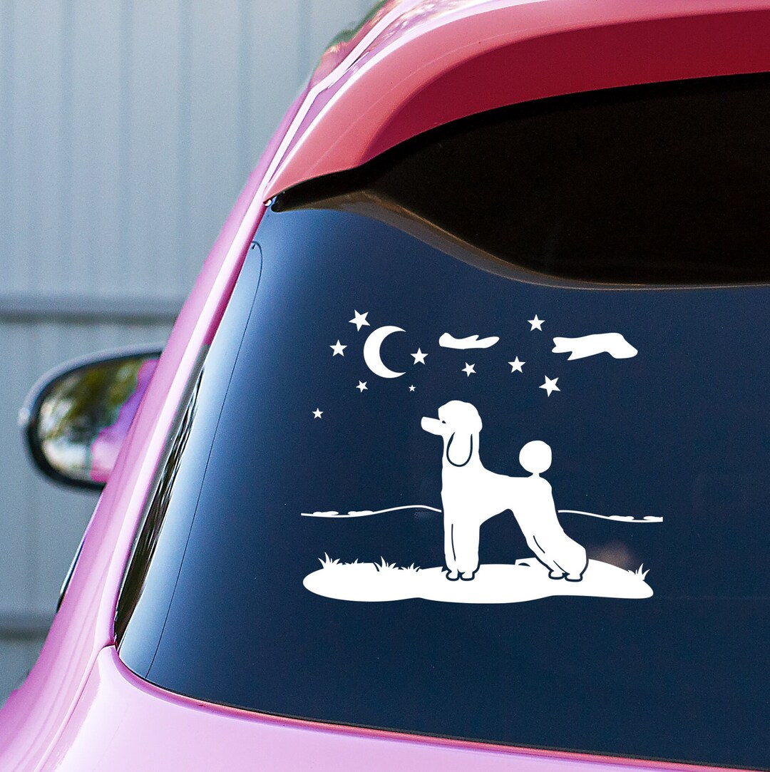 Standard Poodle Car Decal: Dog & Moon Silhouette Sticker - Etsy