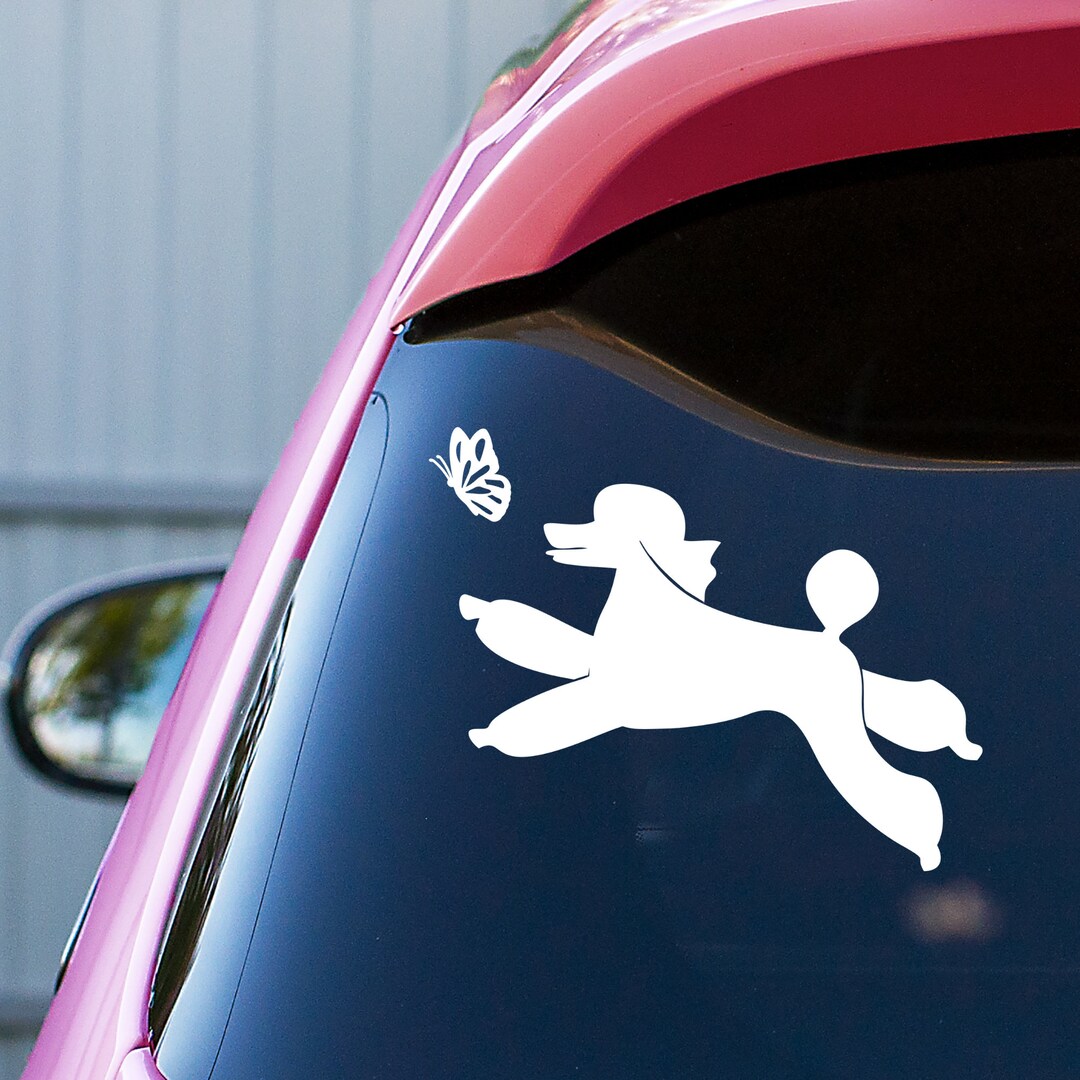 Poodle Car Decal: Funny Dog Mom Gift, Butterfly Design - Etsy