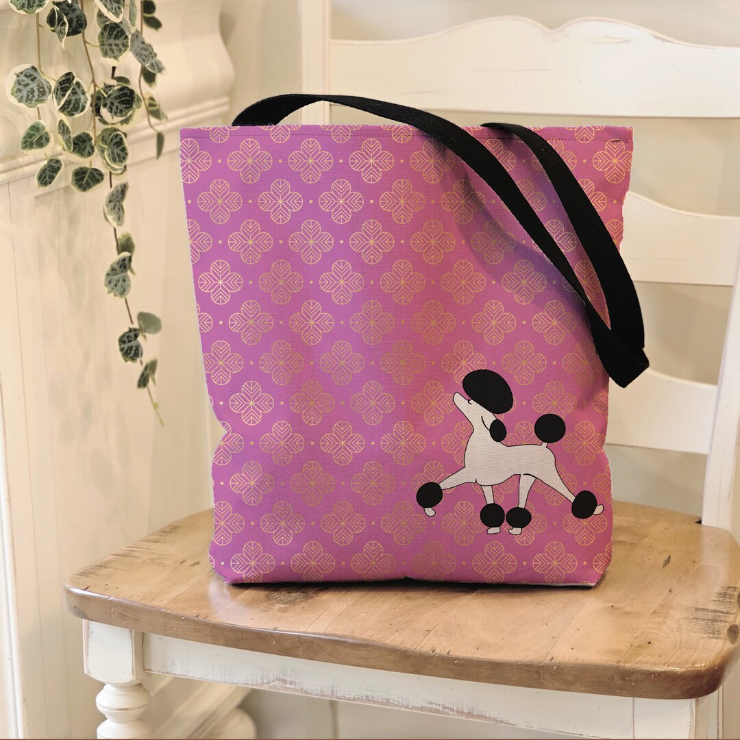 Pink Poodle Tote Bag, Poodle Mom Gift, Reusable Shopping Bag, Cute Tote ...