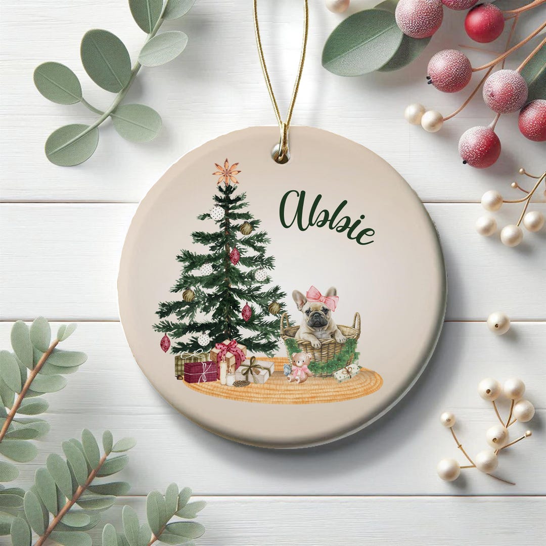 Personalized French Bulldog Puppy Christmas Ornament, Retro Frenchie ...