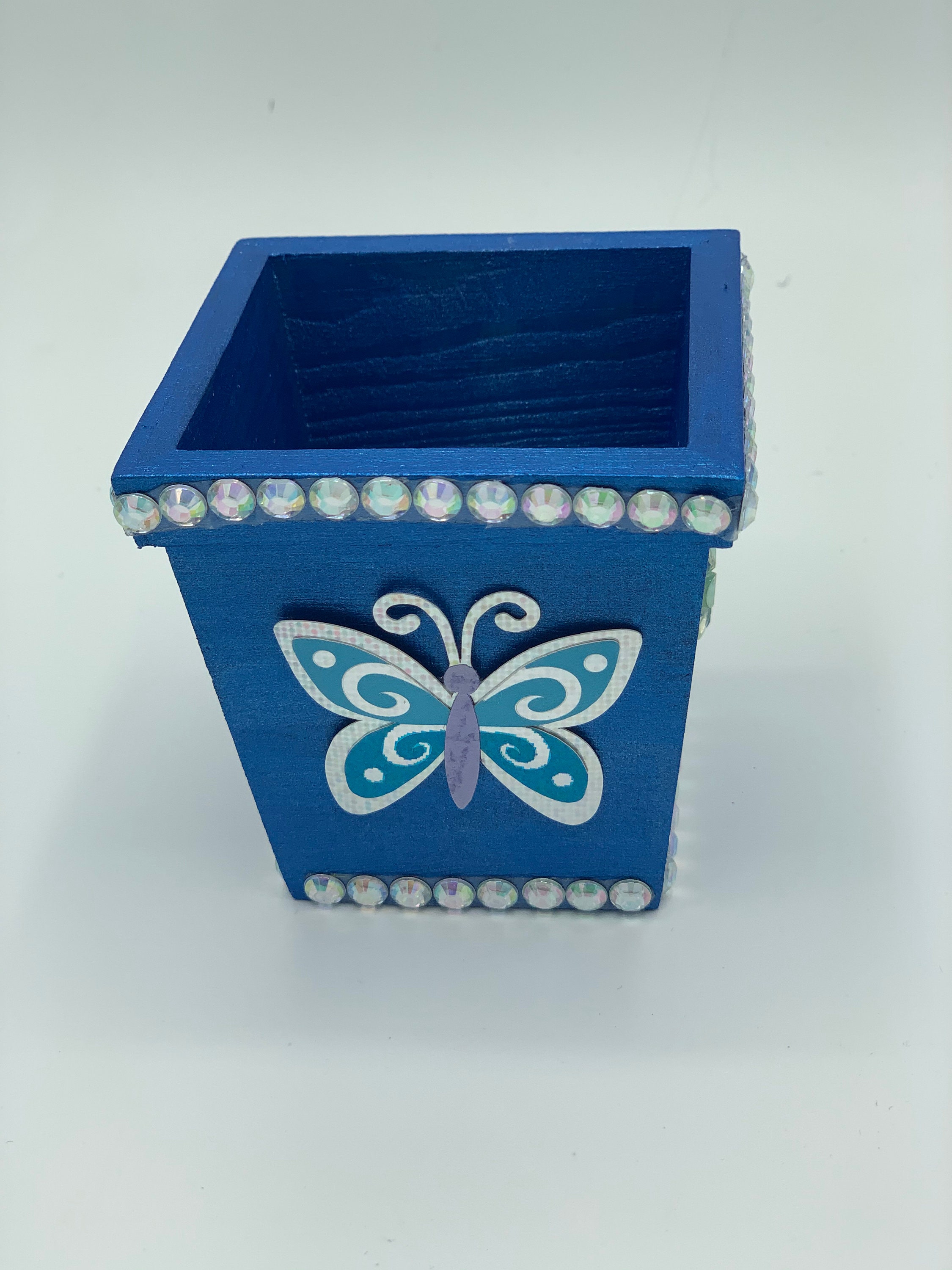 Butterfly Pencil Holder/ Flowerpot sapphire Blue for Desk Children/kids ...
