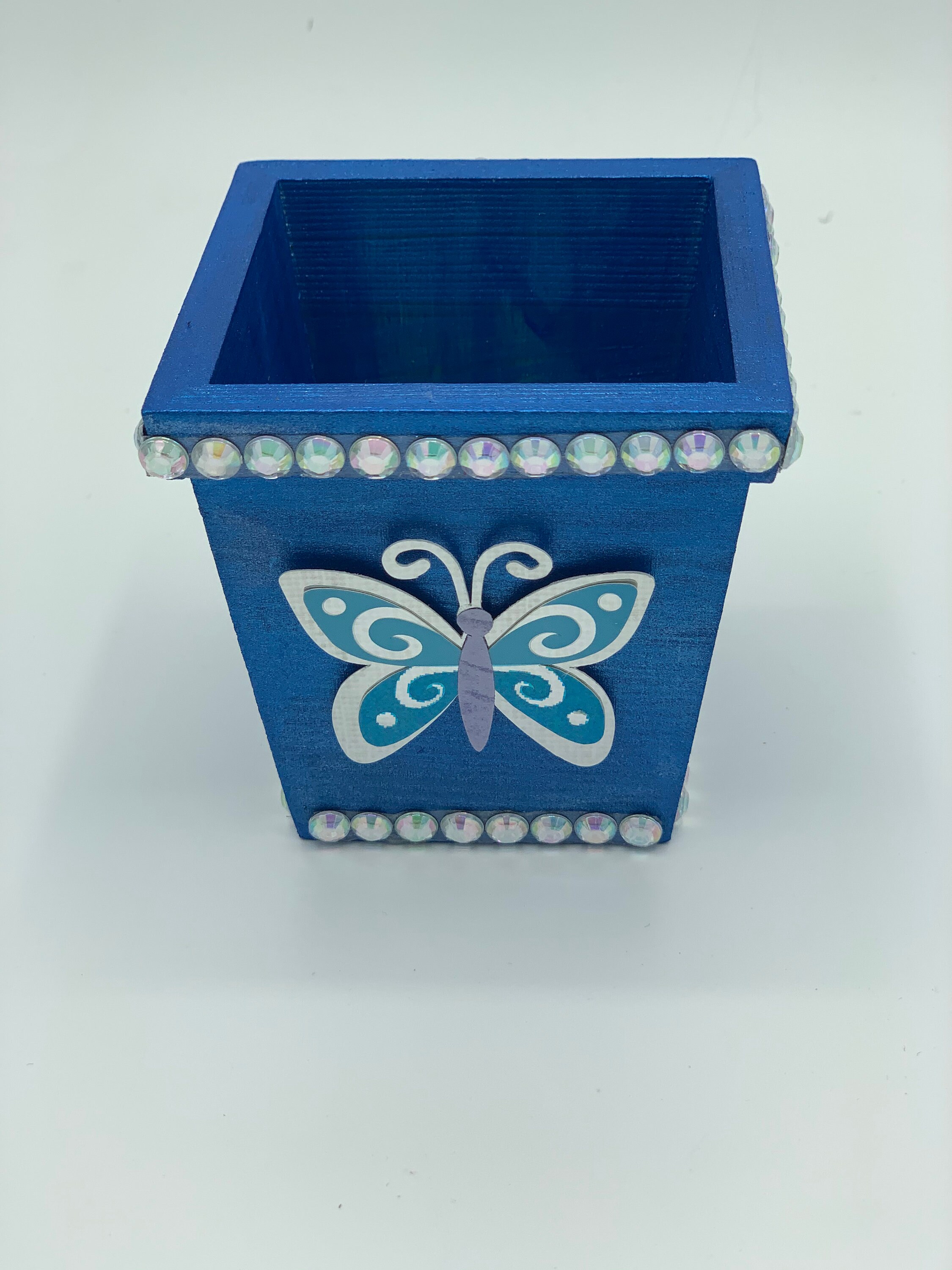 Butterfly Pencil Holder/ Flowerpot sapphire Blue for Desk Children/kids ...