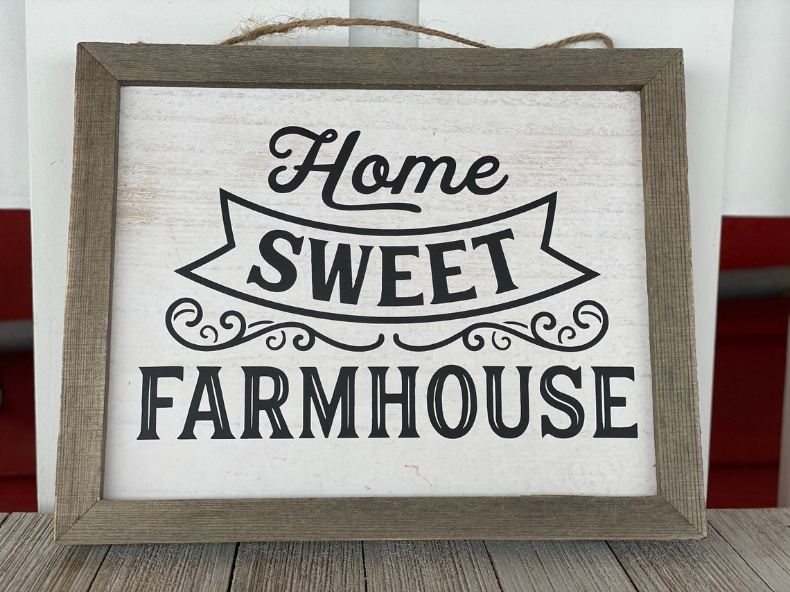 Rustic Home Sweet Farmhouse Wooden Sign - Etsy UK