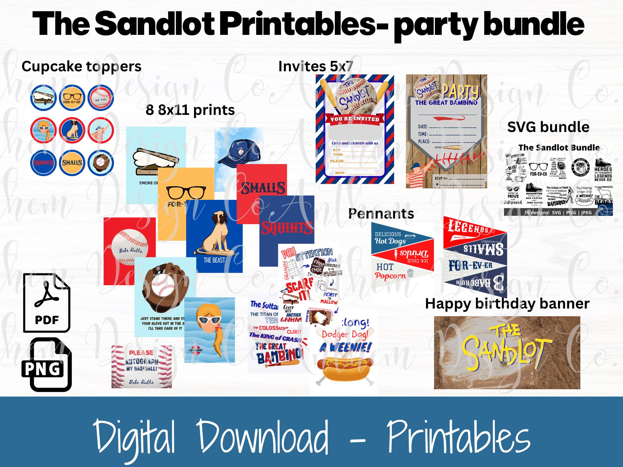 The Sandlot Printable Party Bundle | Digital Decor & Favors | Sandlot ...