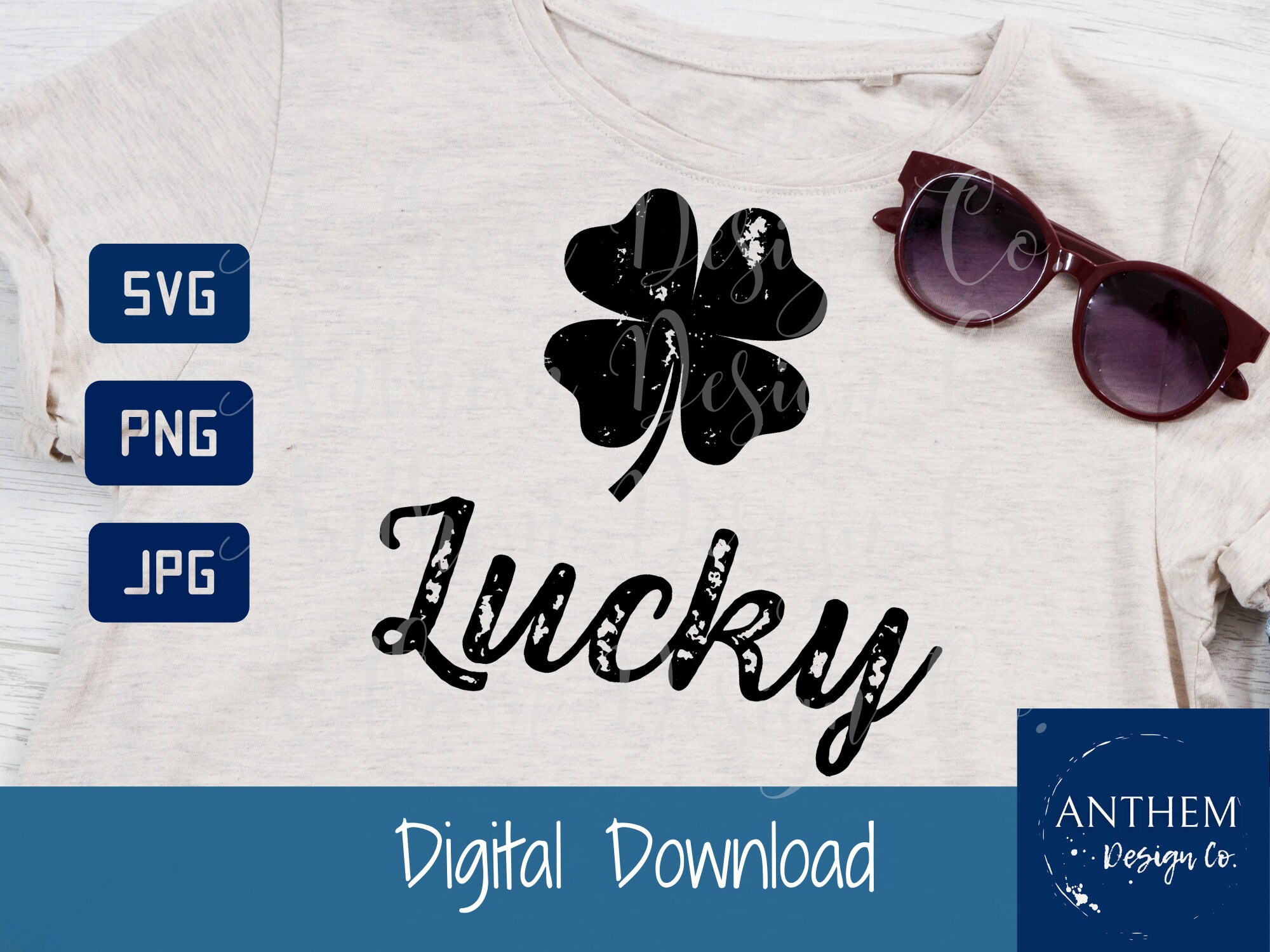 Shamrock Svg, Lucky Svg, Distressed Clover Svg, St Patrick's Day Svg ...