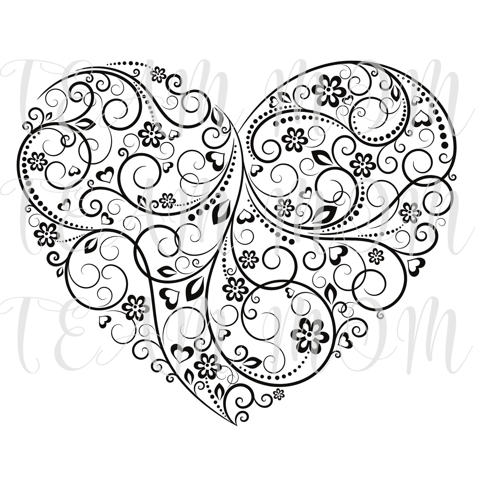 Heart Svg Pretty Heart Svg Floral Heart Svg Heart With - Etsy