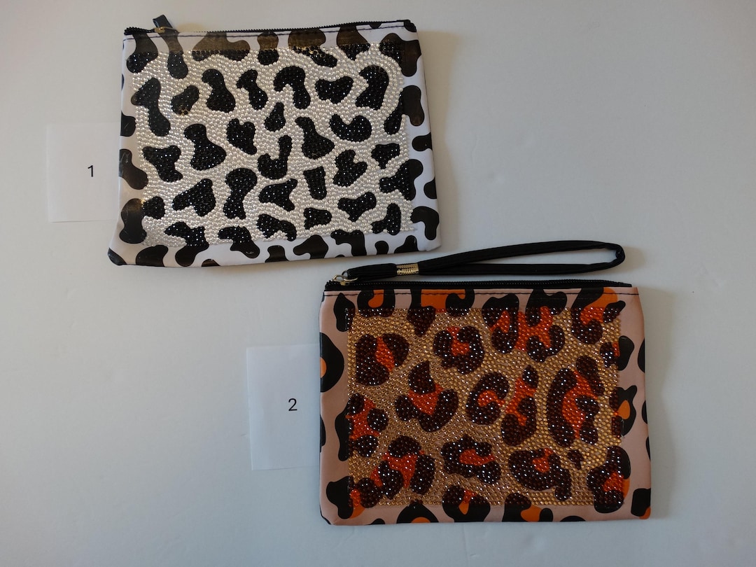 Rhinestone Animal Print Clutch: Embellished Makeup Bag - Etsy