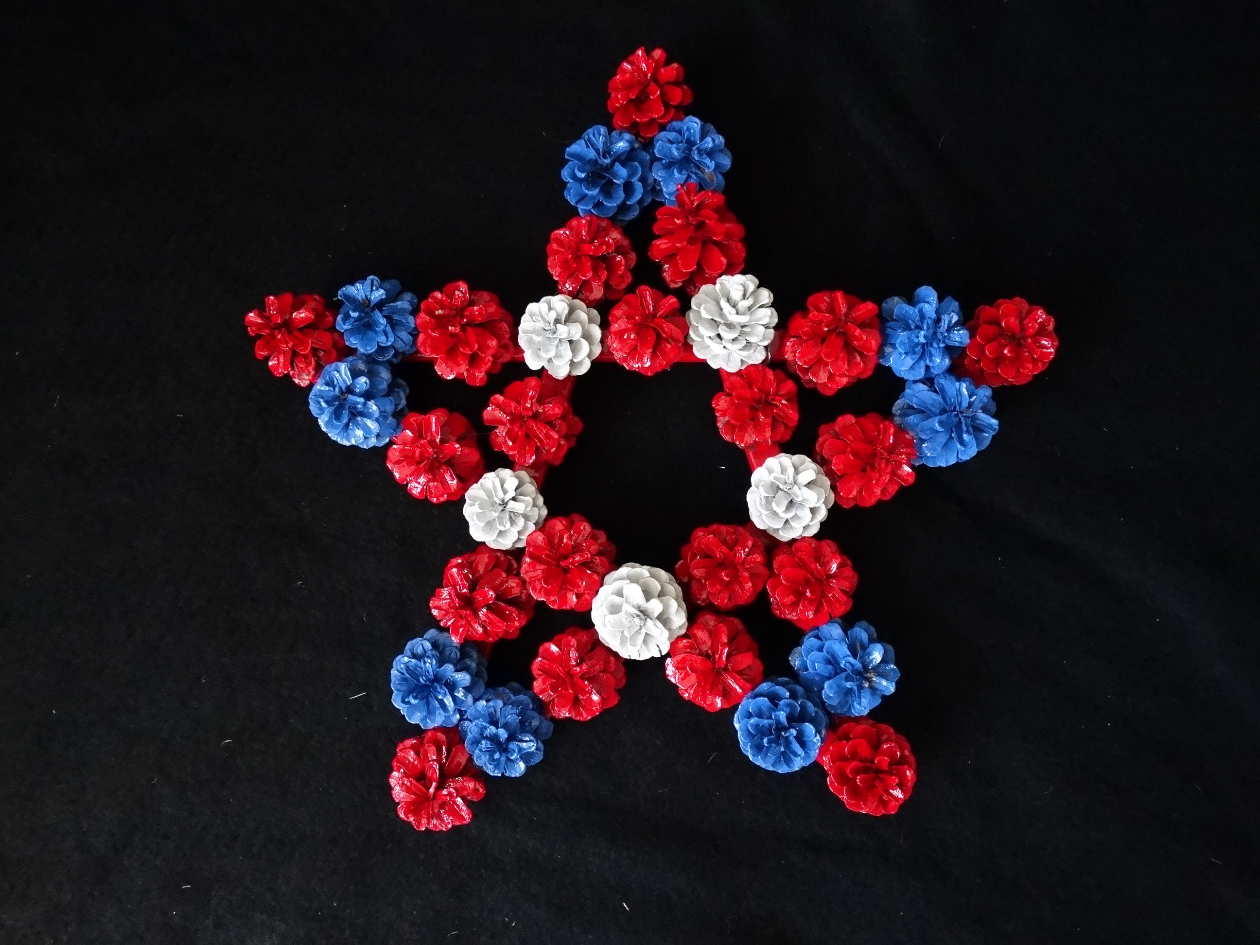 Star shaped wreath for Memorial Day or 4th of July. Red, White and Blue ...